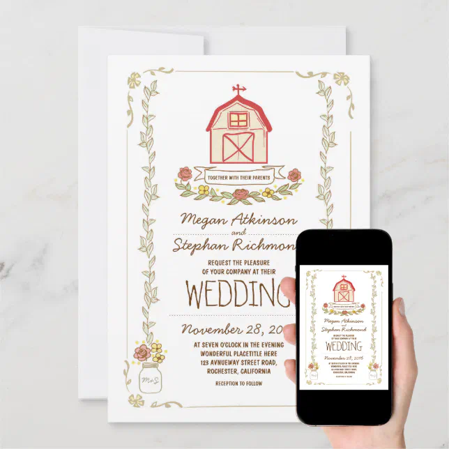 Rustic barn wedding invitations | Zazzle