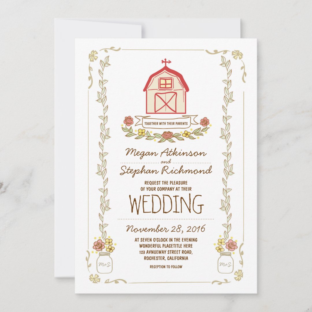 Rustic barn wedding invitations | Zazzle