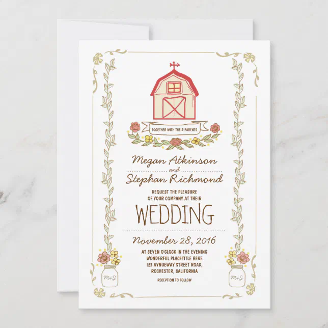 Rustic barn wedding invitations | Zazzle