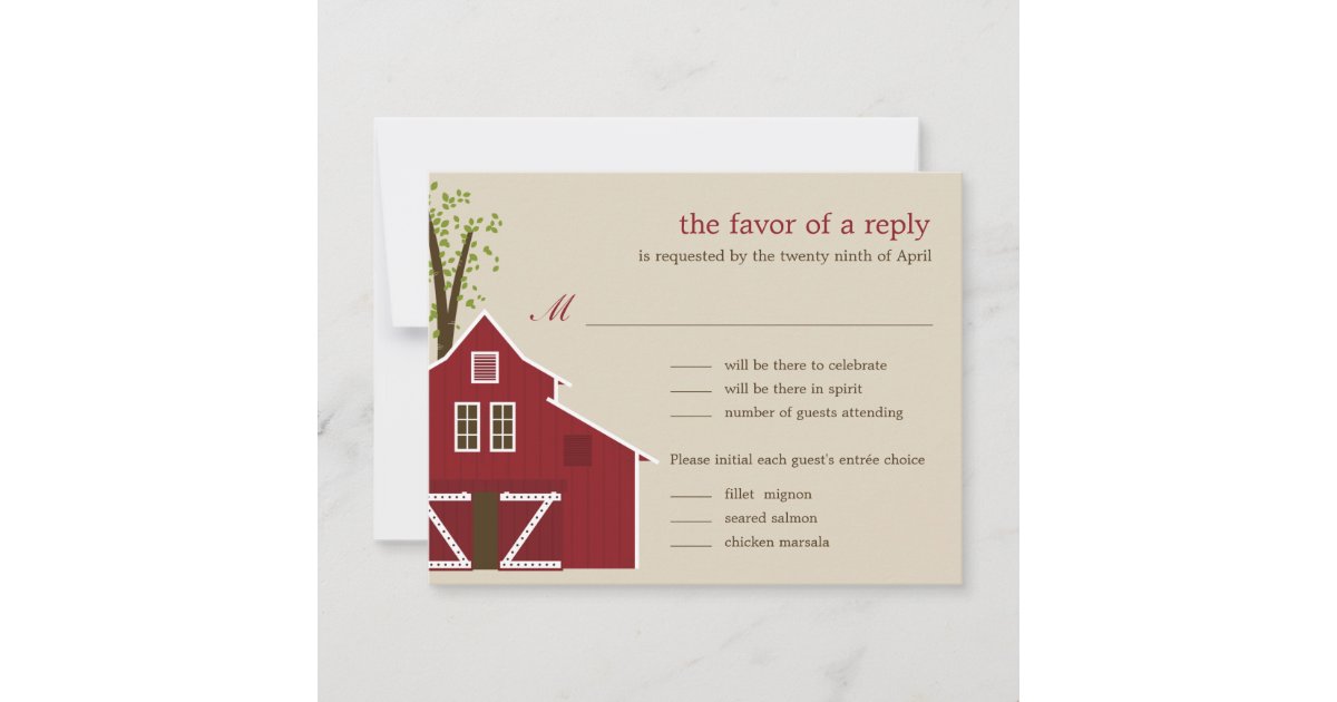 Rustic Barn Wedding RSVP Card | Zazzle