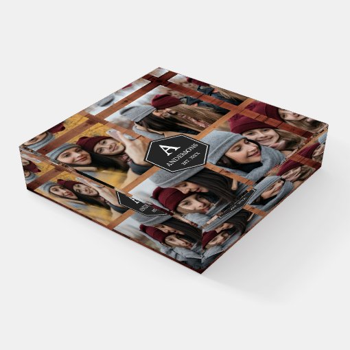 Rustic Barn Wood 4 Pictures Family Photo Collage Paperweight | Zazzle
