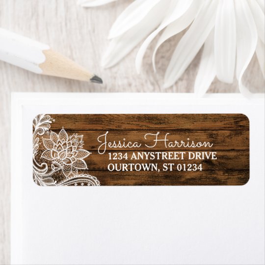 Rustic Barn Wood and Lace Address Label | Zazzle.com
