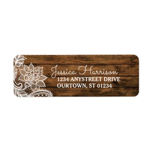 Rustic Barn Wood and Lace Address Label | Zazzle