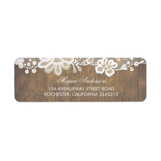 Rustic Barn Wood and Lace Wedding Label | Zazzle