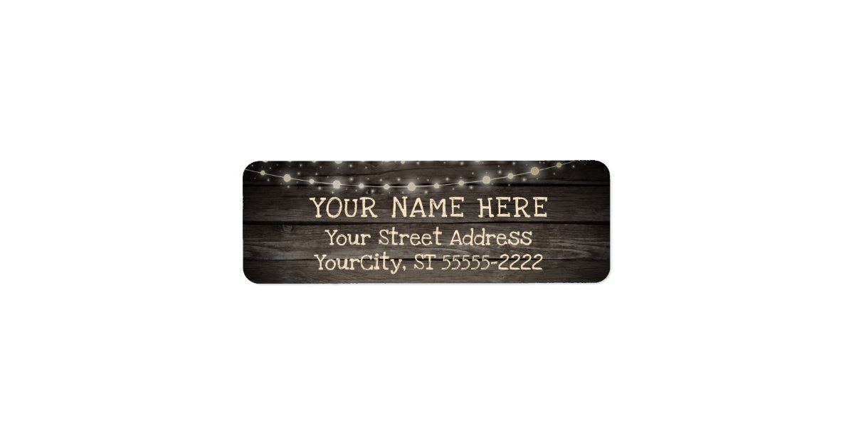 Rustic Barn Wood and String Lights Label | Zazzle