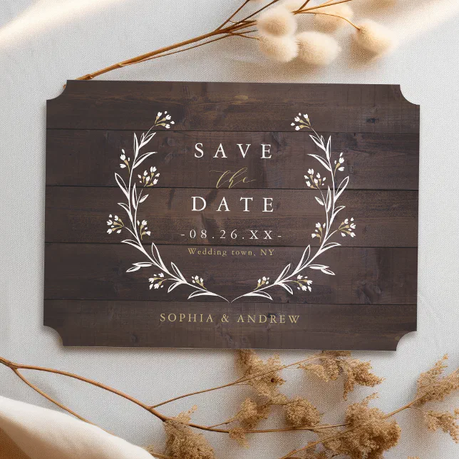 Rustic Barn Wood Boho Floral Country Save The Date | Zazzle