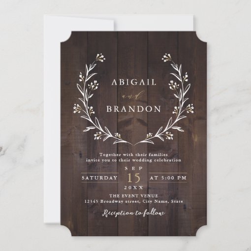 Rustic Barn Wood Boho Floral Country Wedding Invitation | Zazzle