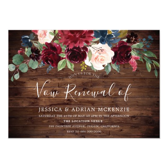 Rustic Barn Wood Burgundy Red Wine Vow Renewal Invitation | Zazzle.com