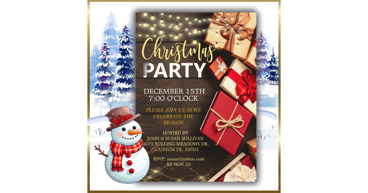 Rustic Barn Wood Christmas Party Invitation | Zazzle