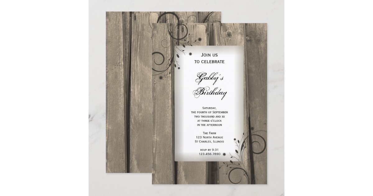 Rustic Barn Wood Country Birthday Party Invitation | Zazzle