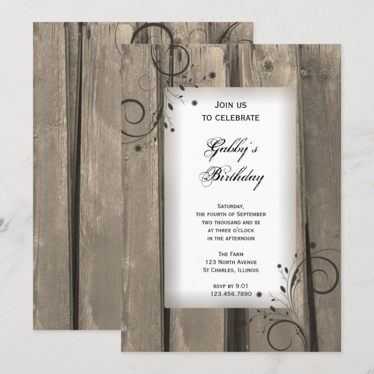 Rustic Barn Wood Country Birthday Party Invitation | Zazzle