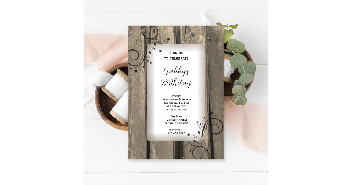 Rustic Barn Wood Country Birthday Party Invitation | Zazzle