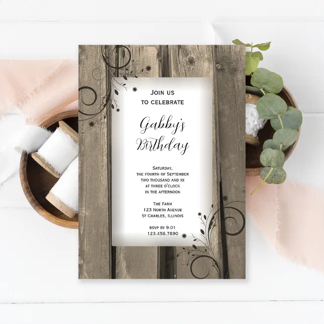 Rustic Barn Wood Country Birthday Party Invitation | Zazzle