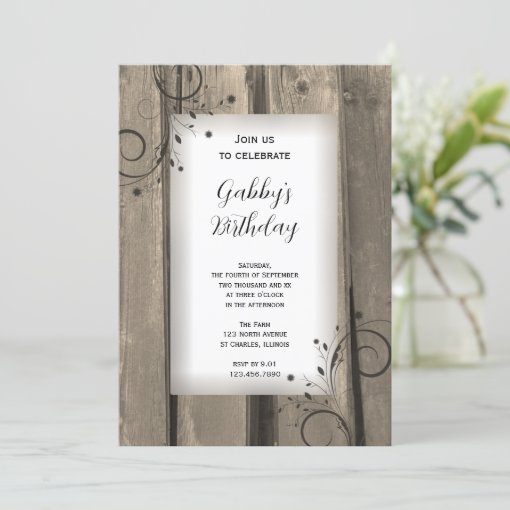 Rustic Barn Wood Country Birthday Party Invitation | Zazzle