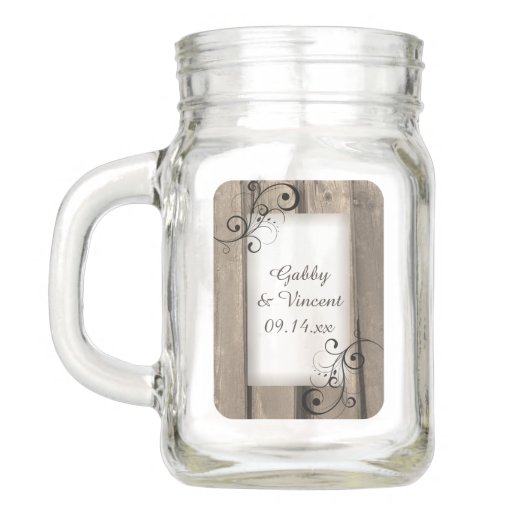 Rustic Barn Wood Country Wedding Favor Mason Jar | Zazzle