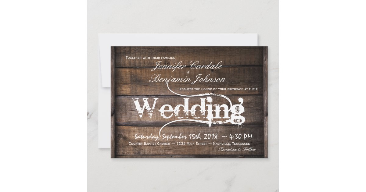 Rustic Barn Wood Country Wedding Invitations | Zazzle