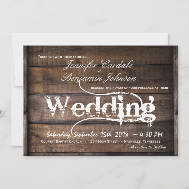 Rustic Barn Wood Country Wedding Invitations | Zazzle