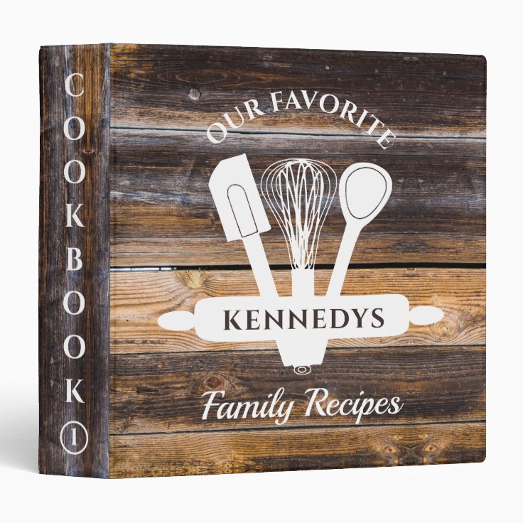 Rustic Barn Wood Family Recipes Cookbook 3 Ring Binder | Zazzle