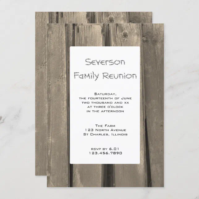 Rustic Barn Wood Family Reunion Invitation | Zazzle