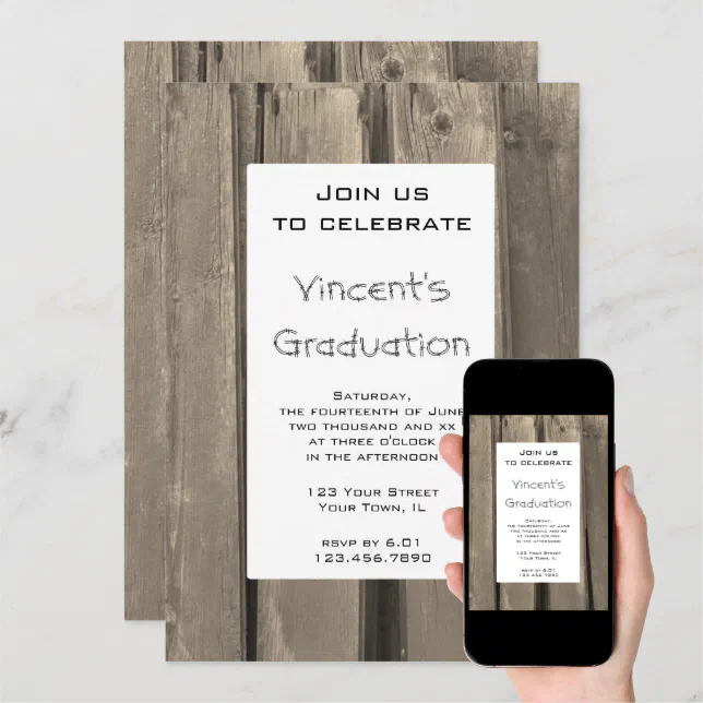 Rustic Barn Wood Graduation Party Invitation | Zazzle