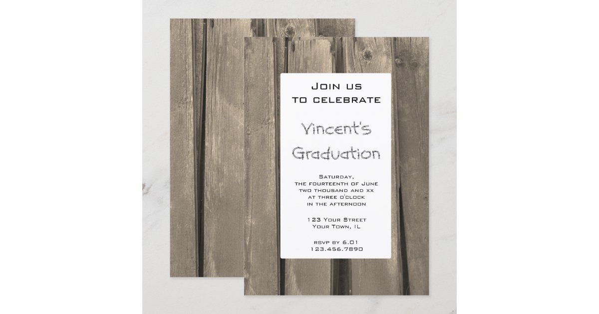 Rustic Barn Wood Graduation Party Invitation | Zazzle