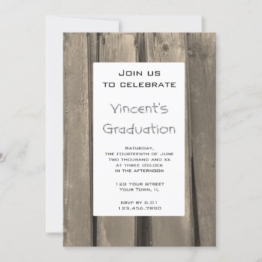 Rustic Barn Wood Graduation Party Invitation | Zazzle