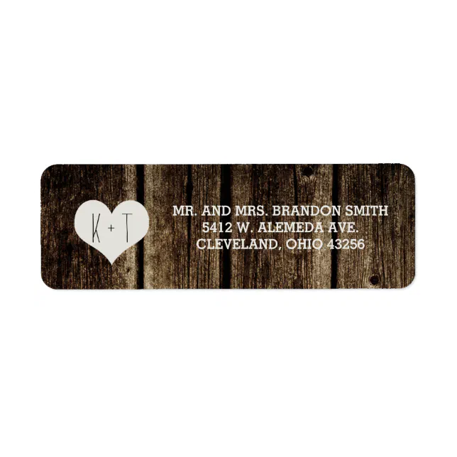 Rustic Barn Wood Heart Wedding Labels | Zazzle