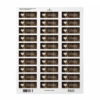 Rustic Barn Wood Heart Wedding Labels | Zazzle