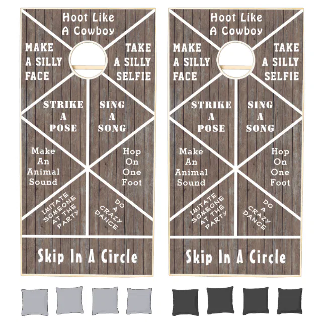 Rustic Barn Wood Hilarious Fun Cornhole Set | Zazzle