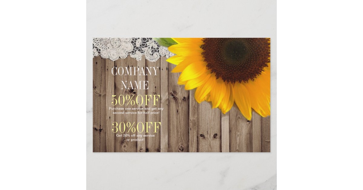 rustic Barn Wood Lace western country sunflower Flyer | Zazzle