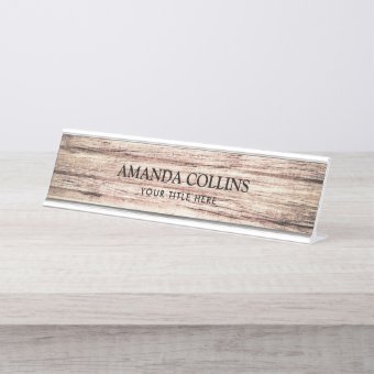 Rustic barn wood look desk name plate | Zazzle