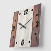 Rustic Barn Wood Natural Wood Block Bold Numbers Square Wall Clock | Zazzle