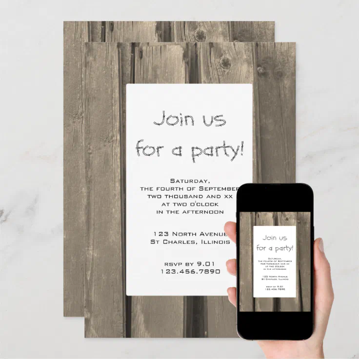 Rustic Barn Wood Party Invitation | Zazzle