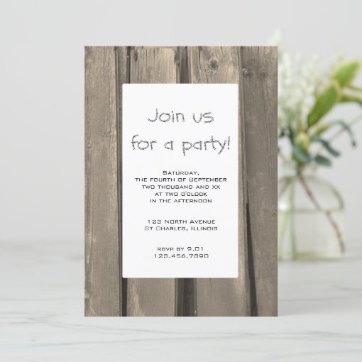 Rustic Barn Wood Party Invitation | Zazzle