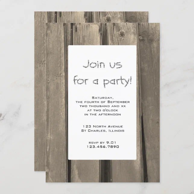 Rustic Barn Wood Party Invitation | Zazzle