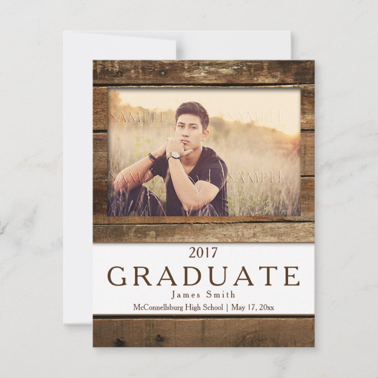 Rustic Barn Wood Photo Graduation Announcement | Zazzle