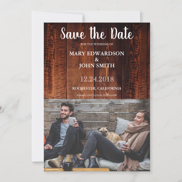 Rustic barn wood photo wedding save the date | Zazzle.com