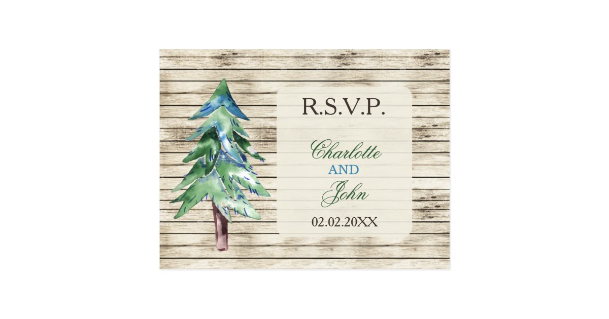 Rustic Barn Wood Pine Wedding Postcard | Zazzle.com