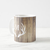 Rustic Barn Wood Planks Farmhouse Deer Antlers Coffee Mug | Zazzle