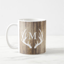 Rustic Barn Wood Planks Farmhouse Deer Antlers Coffee Mug | Zazzle