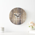 Rustic Barn Wood Planks White Roman Numerals Name Large Clock | Zazzle