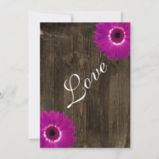 Rustic Barn Wood Purple Daisy Wedding Invitations | Zazzle