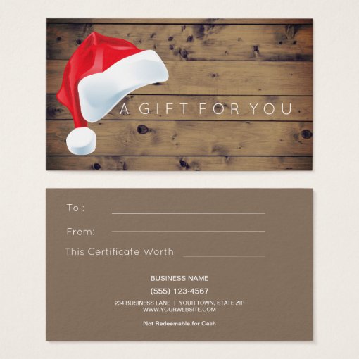 Rustic Barn Wood | Santa Gift Card Certificate | Zazzle