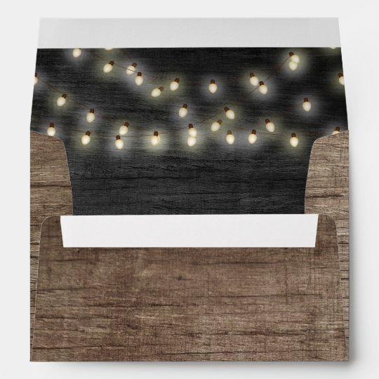 Rustic Barn Wood String Lights Elegant Wedding Envelope | Zazzle.com