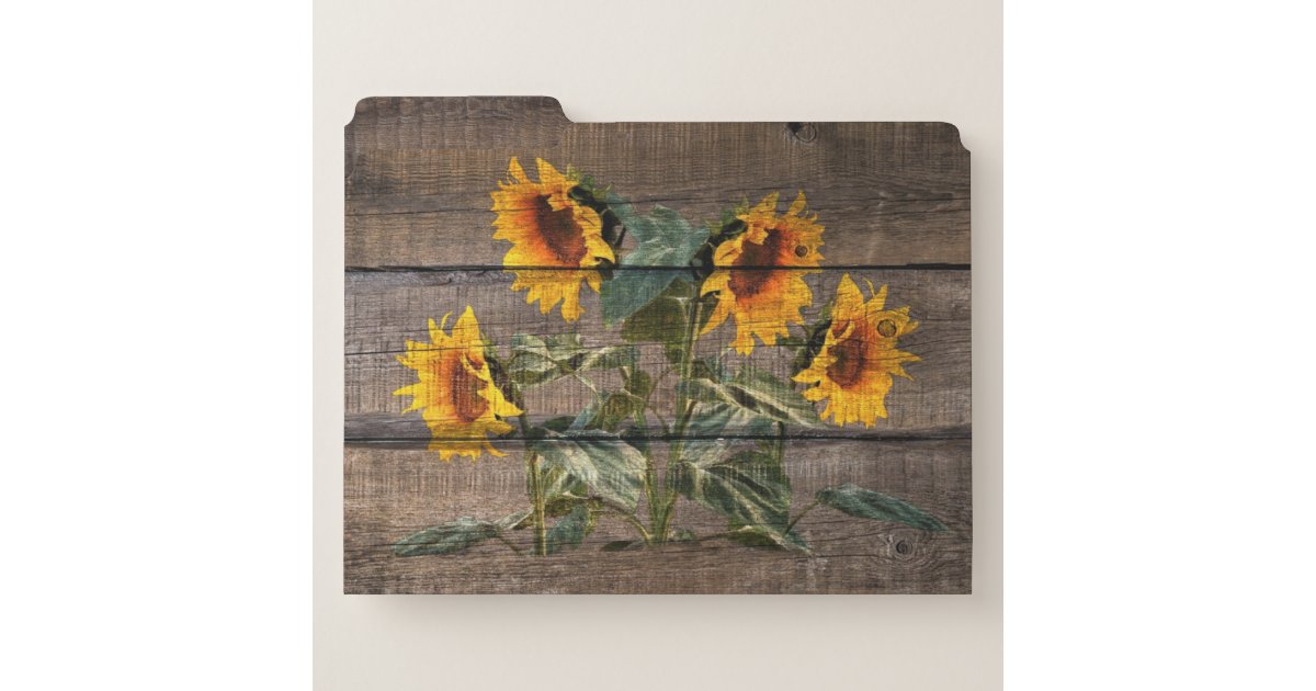 Rustic Barn Wood Sunflower File Folder | Zazzle