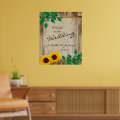 Rustic Barn Wood Sunflower Wedding Welcome Poster | Zazzle