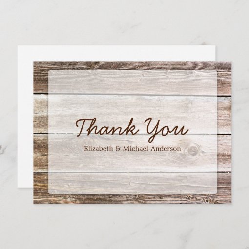 Rustic Barn Wood Thank You Card | Zazzle