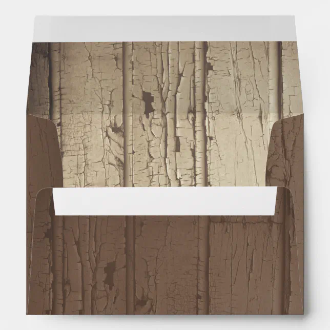 rustic barn wood wedding envelopes for invites | Zazzle