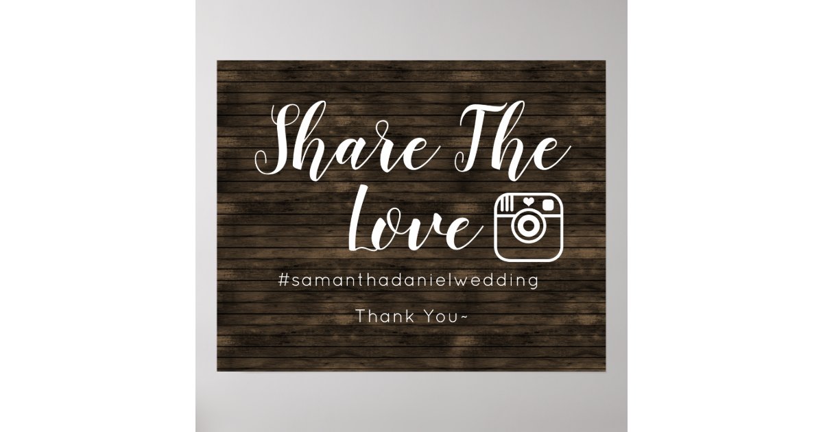 Rustic Barn Wood Wedding Instagram sharing sign | Zazzle