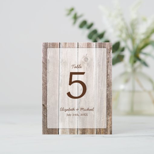 Rustic Barn Wood Wedding Table Number | Zazzle